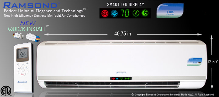 Ramsond Model 55GW3 18000 BTU SEER 13 Mini Split Ductless Air ...